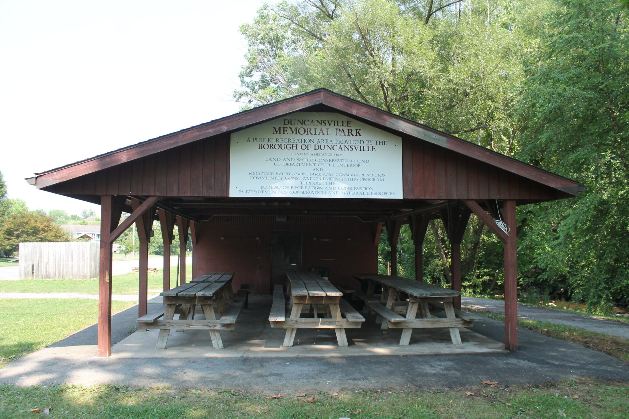 Memorial Park: Large Pavilion- 8th Ave side. – Duncansville Borough